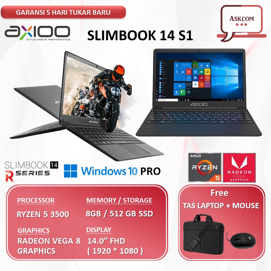 Jual Laptop Gaming Axioo SlimBook 14 S1 RYZEN 5 3500 RAM 8GB 512GB SSD ...