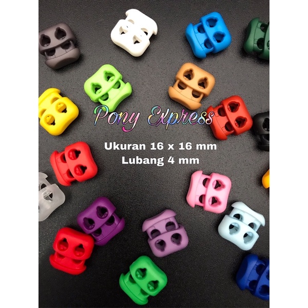 Jual Mini Cord Lock End Stopper Plastik Kotak 2 lubang DIY Aksesoris ...