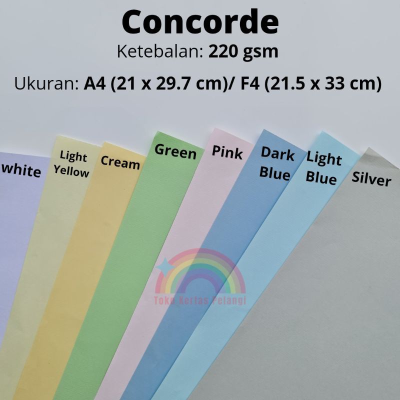 Jual Kertas Karton Concorde 220gsm isi per 50 pcs ukuran A4 / F4 ...