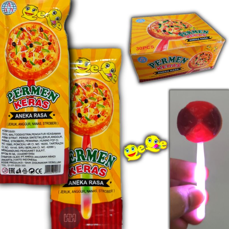 Jual Permen Keras Pizza Besar Aneka Rasa Buah | Lightstick Lollipop ...