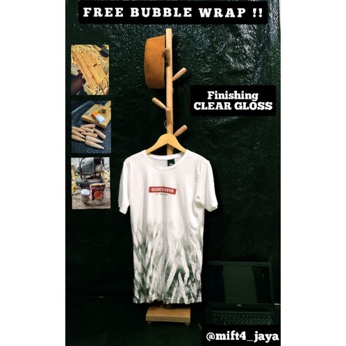 Jual [ sudah di pernis ] stand hanger kayu berdiri || gantungan baju ...