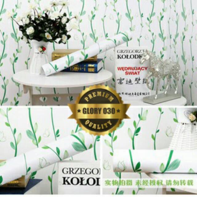 Jual Wallpaper Sticker Dinding Motif Ranting Daun Hijau 10M x 45 cm | Shopee Indonesia