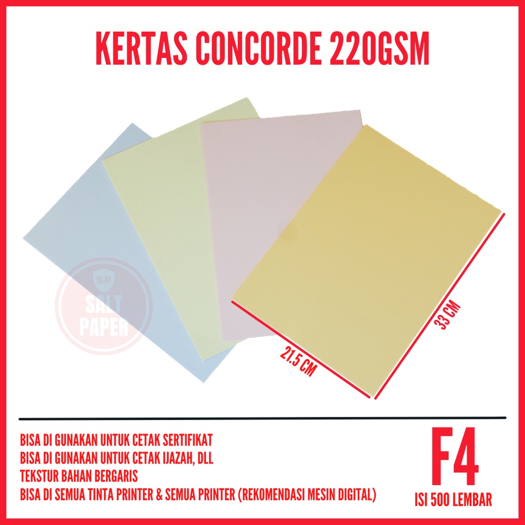 Jual Kertas F4 Concorde 220 Gr Isi 500 Lembar Concorde F4 Shopee