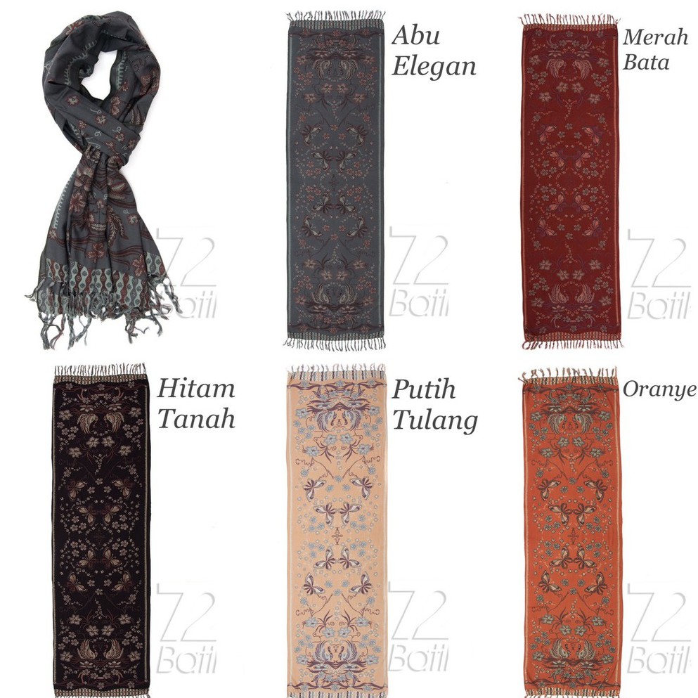 Jual SYAL BATIK SCARF PASHMINA PREMIUM MOTIF ANGSA KUPU ABU SILVER ...