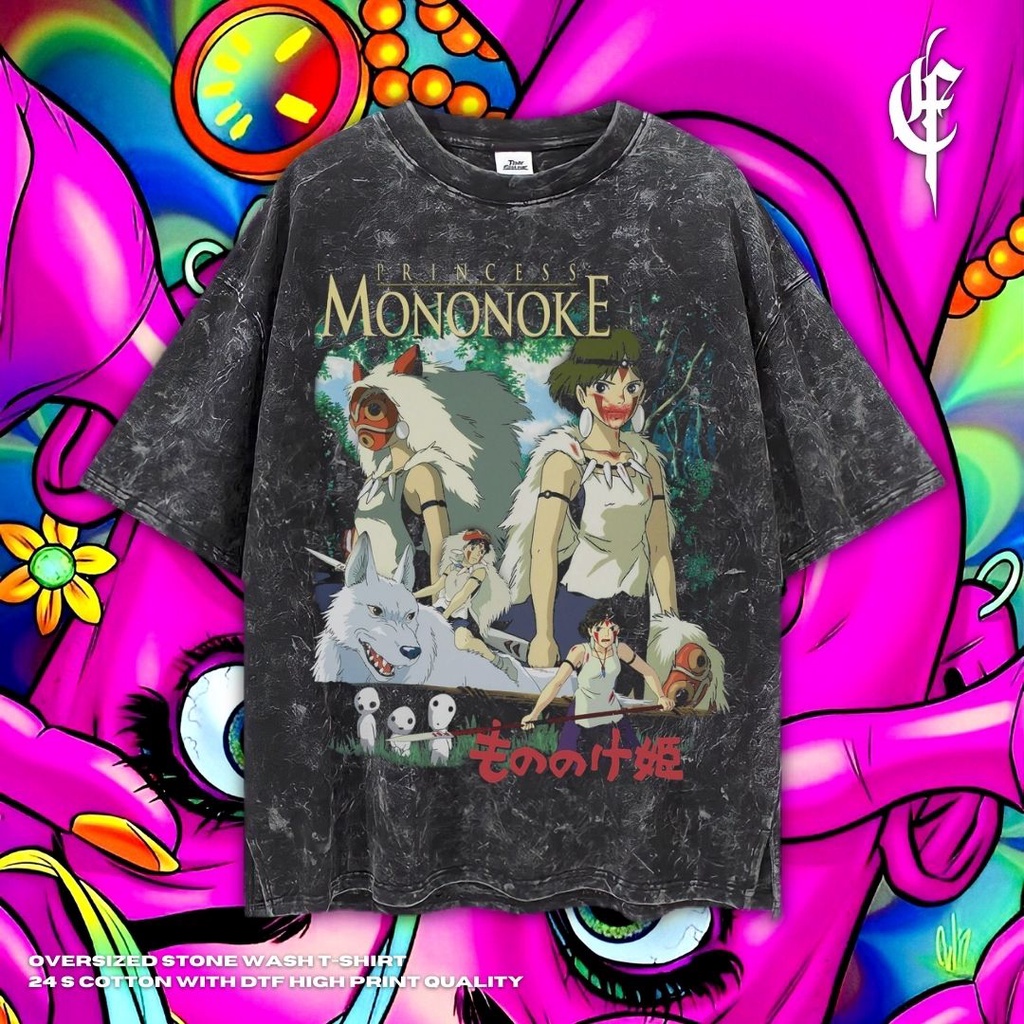 Jual Psycho Crucify "Princess Mononoke" Oversized T-Shirt | Stone Wash ...