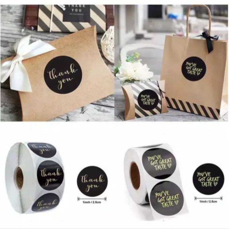 Jual Sticker thank you per 50pcs black gold label hiasan kemasan box ...