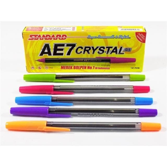 Jual TBMO PACK BOLPEN AE7 CRYSTAL BLACK STANDARD @ 12 PCS | Shopee Indonesia