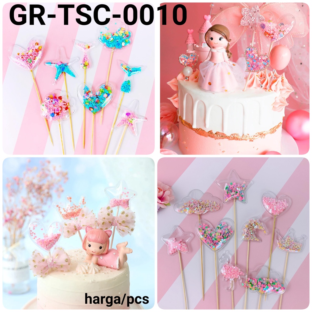 Jual GR-TSC-0010 Cake topper kue kerang hati bintang ekor duyung flamingo yamama baking | Shopee ...