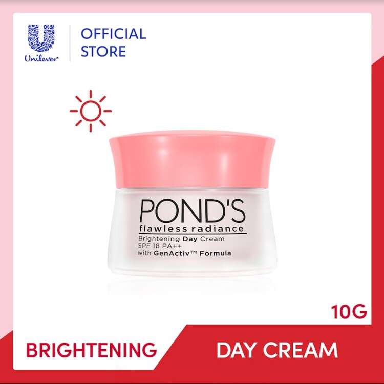 Jual Pond's Flawless Radiance Brightening Day Cream 10 gr with Niacinamide & SPF18 PA++ | Shopee ...