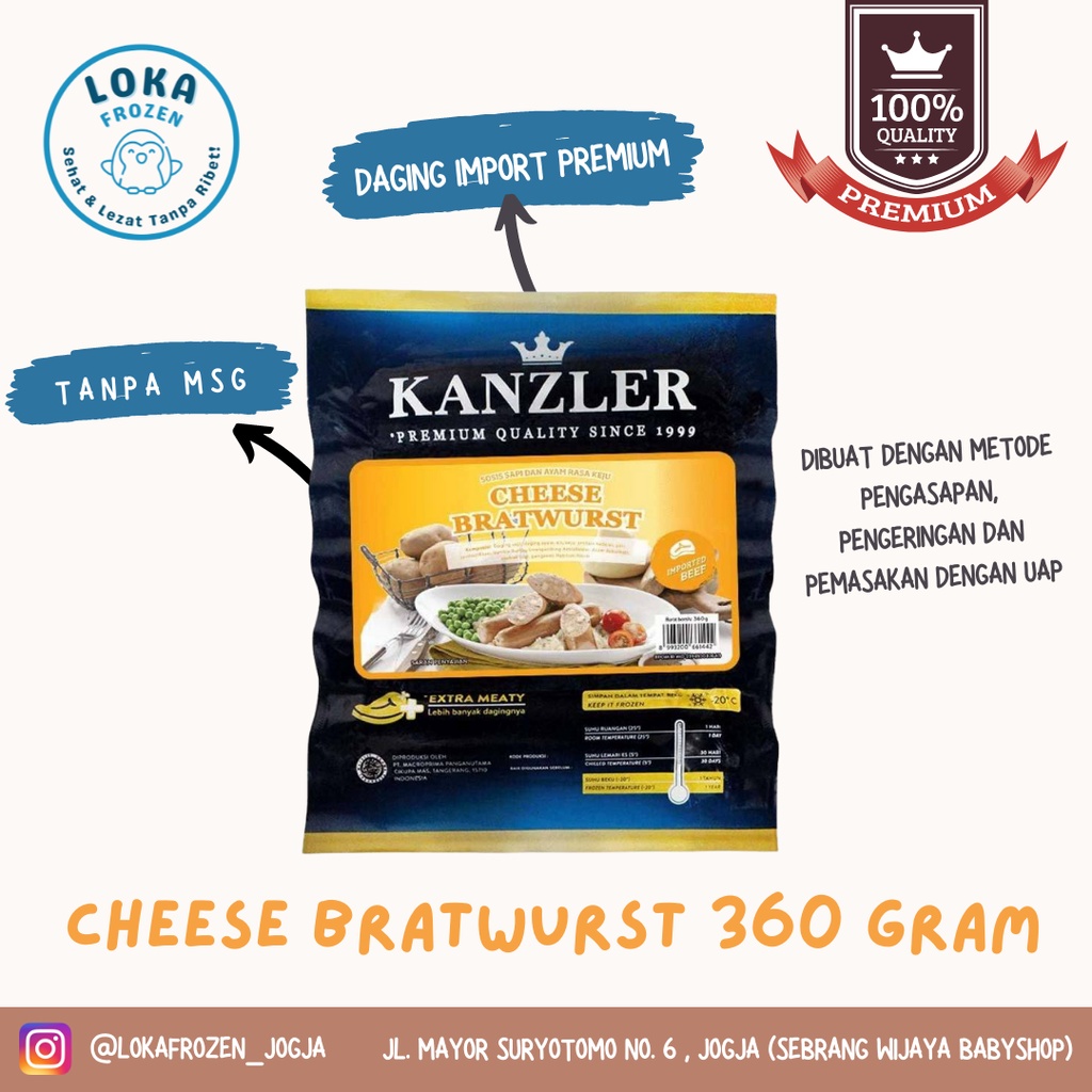 Jual KANZLER CHEESE BRATWURST 360gr | Original atau Cheese Bratwurst ...