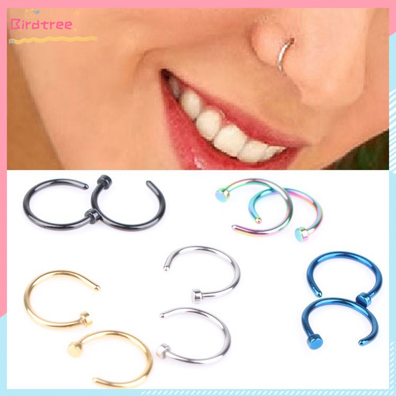 Jual 1Pcs/Set Cincin Tindik Hidung Bibir Palsu Unisex Multicolor Punk ...