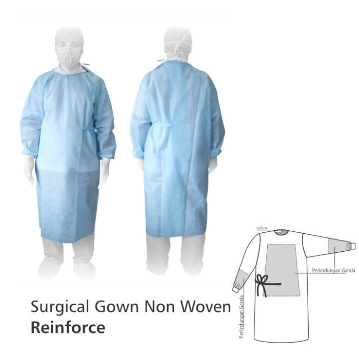 Jual Baju Operasi Surgical Gown Non Woven Reinforce OneMed OP | Shopee ...
