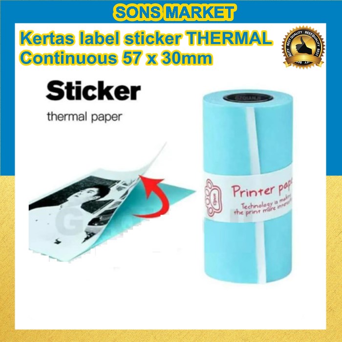 Jual Kertas Label Sticker THERMAL Continuous 57mm x 30mm Satuan ...