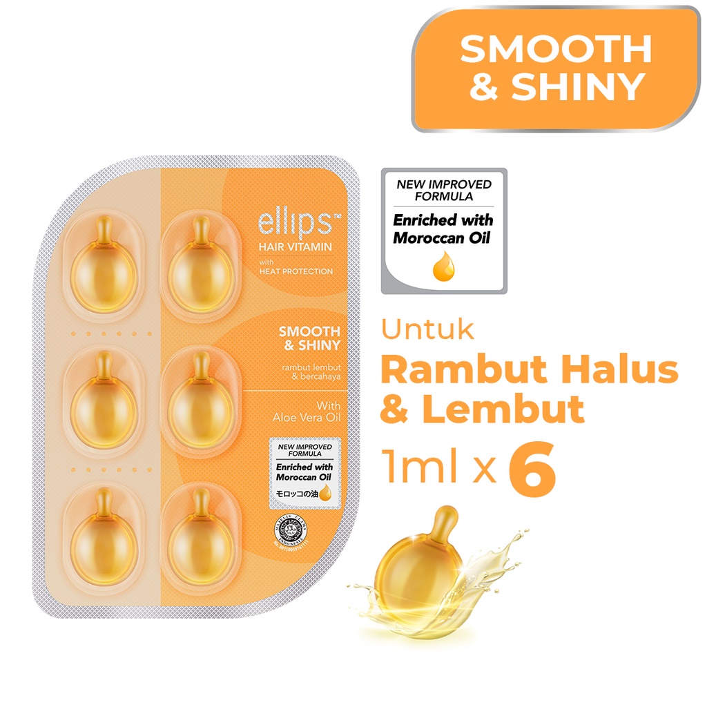 Jual Ellips Hair Vitamin Moroccan Oil Smooth & Shiny Blister 6 Butir ...