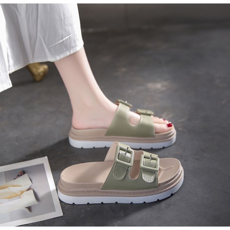 Jual Sandal Wanita Terbaru Korean Style / Sandal Slop Wanita Hak ...