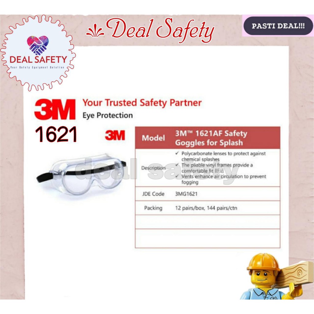 Jual Kacamata GOOGLE 3M 1621 | Kacamata Safety Google 3M | Shopee Indonesia