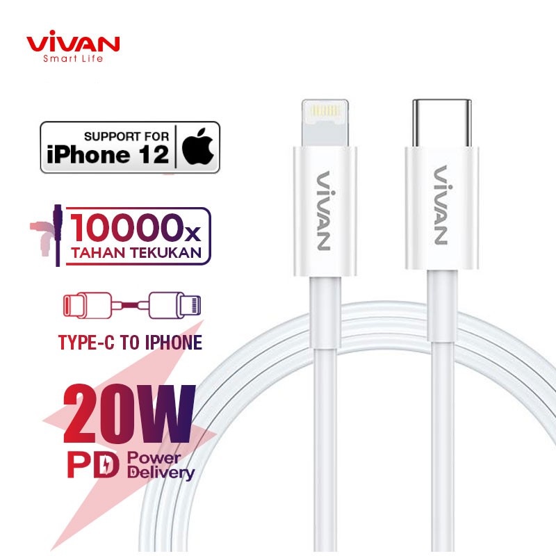 Jual VIVAN KCL100S KABEL DATA IPHONE LIGHTNING TO TYPE-C 20W FAST ...