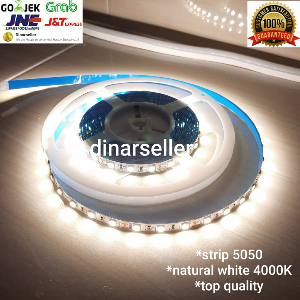 Jual LED STRIP 5050 NATURAL WHITE 4000K IP20 5 METER (SANGAT TERANG ...