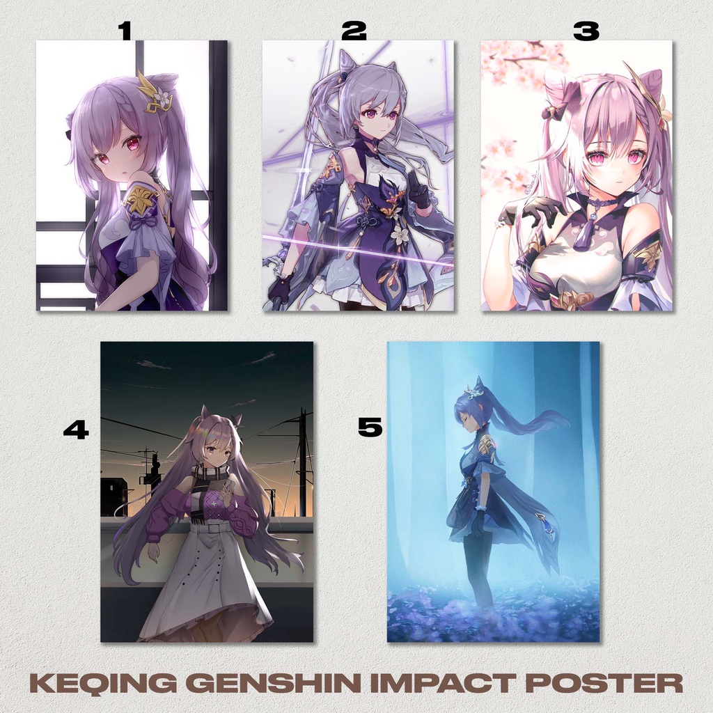Jual Stiker Poster Game Keqing Genshin Impact A5 A4 A3 PREMIUM ...