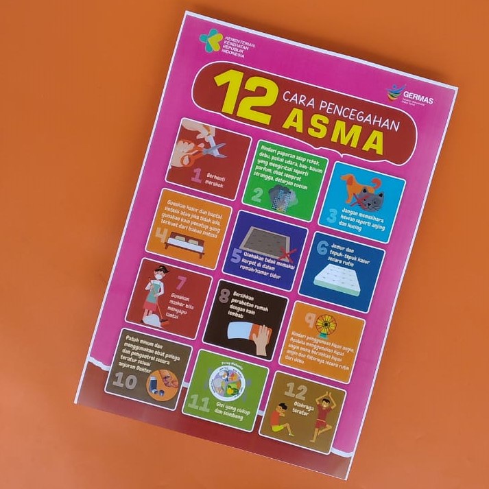 Jual Poster Kesehatan - 12 Cara Pencegahan ASMA | Poster Edukasi ...