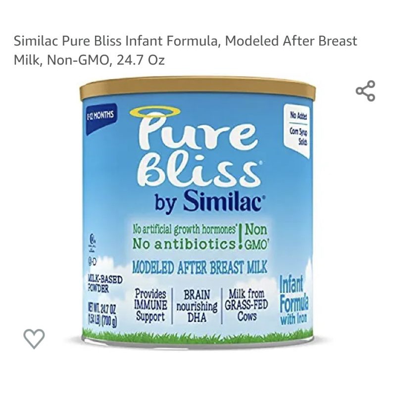 Jual USA -Similac Pure Bliss Infant Formula, Modeled After Breast Milk ...