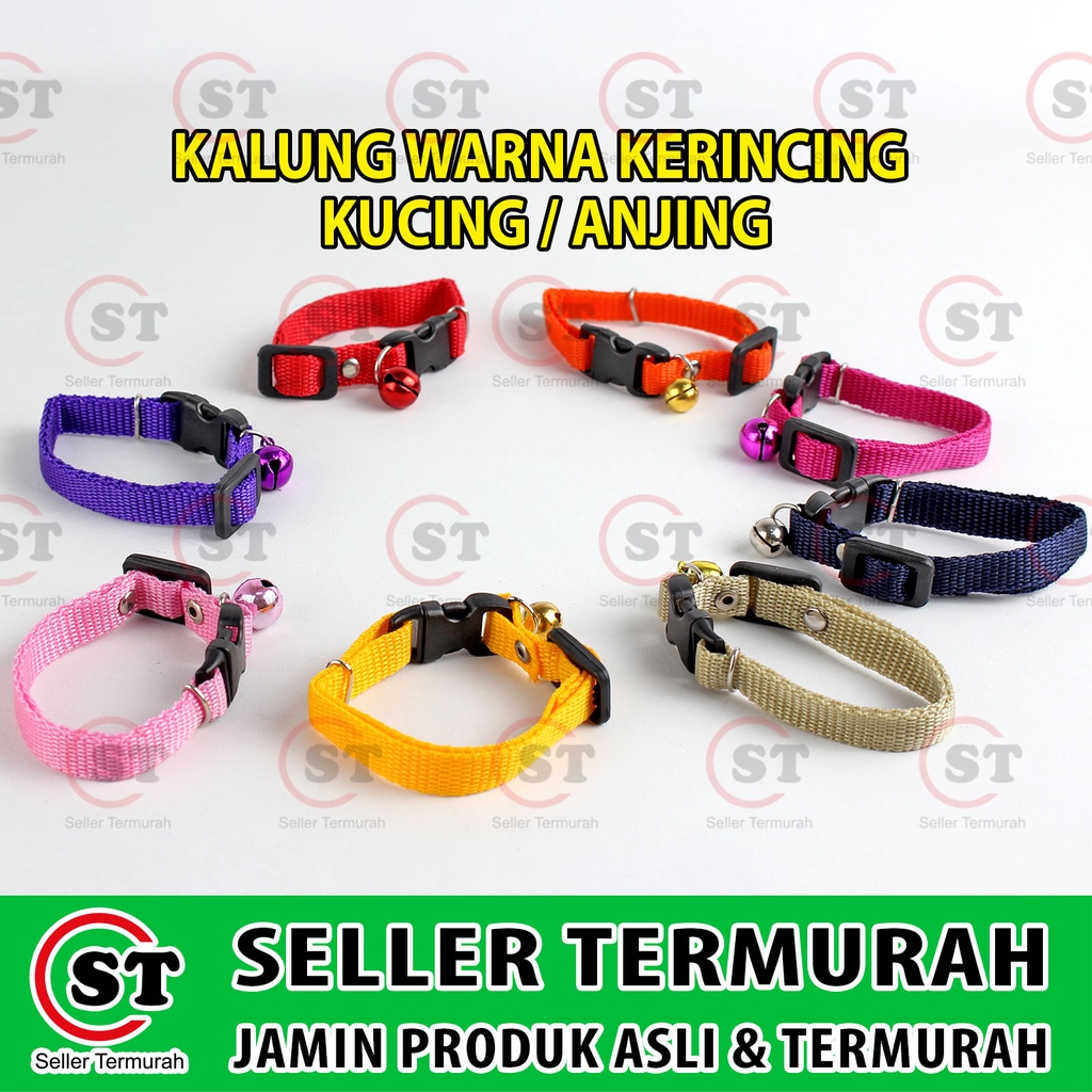 Jual Kalung Kucing Warna 1 Lonceng 10mm & 12mm - Aneka Warna Cerah dan ...