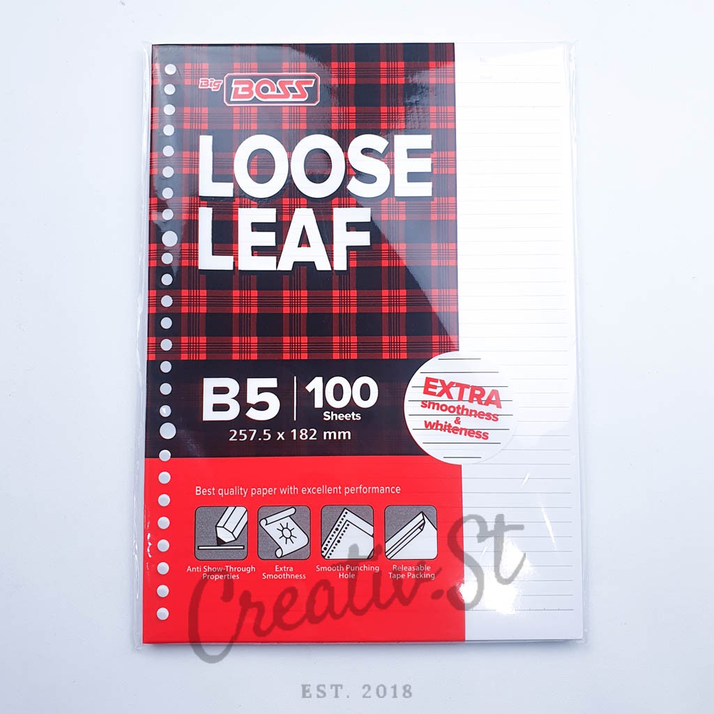 Jual BIG BOSS Loose Leaf B5 100 Lembar Garis B5 26 Ring Isi Binder | Shopee Indonesia