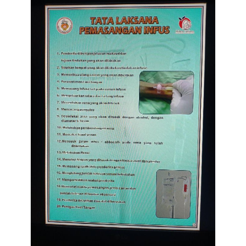 Jual POSTER TATALAKSANA PEMASANGAN INFUS (NO 39) | Shopee Indonesia