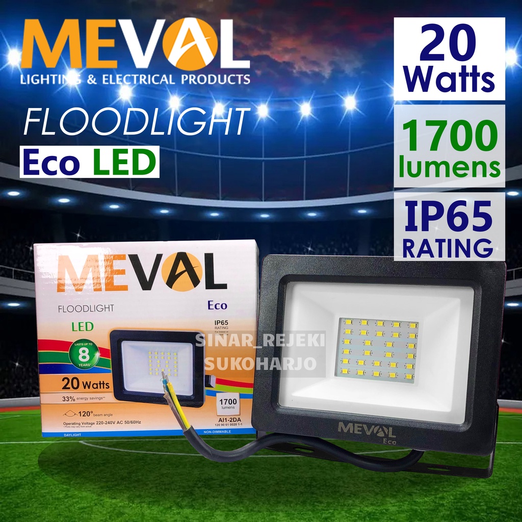 Jual MEVAL 20W FLOODLIGHT LED ECO - Putih / Kuning ( WW ) Flood Light ...