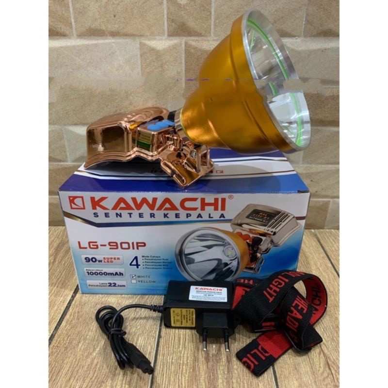 Jual Senter Kepala LED Super Terang Kawachi 90 Watt LG-901P 10000mAh ...