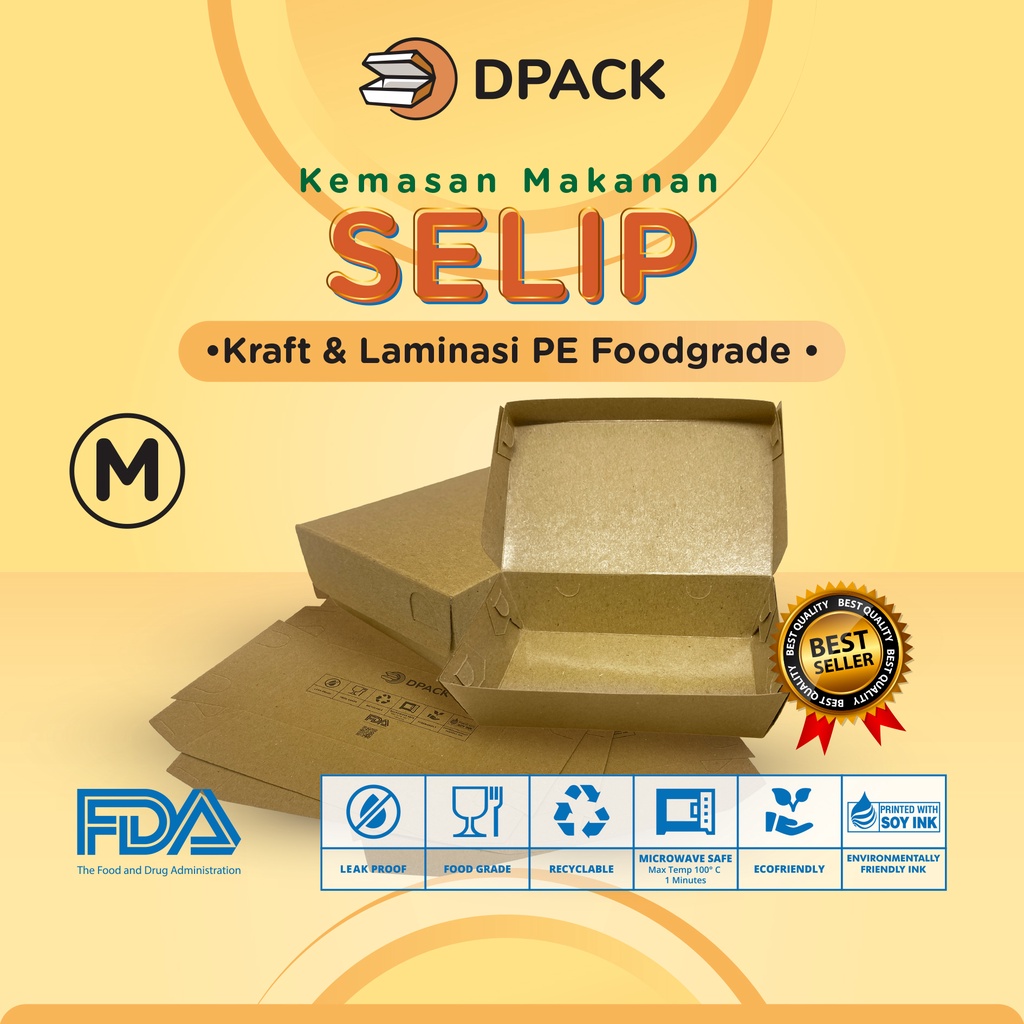 Jual Kotak Makan Kertas / Paper Lunch Box / Kemasan Makanan Kraft Size ...