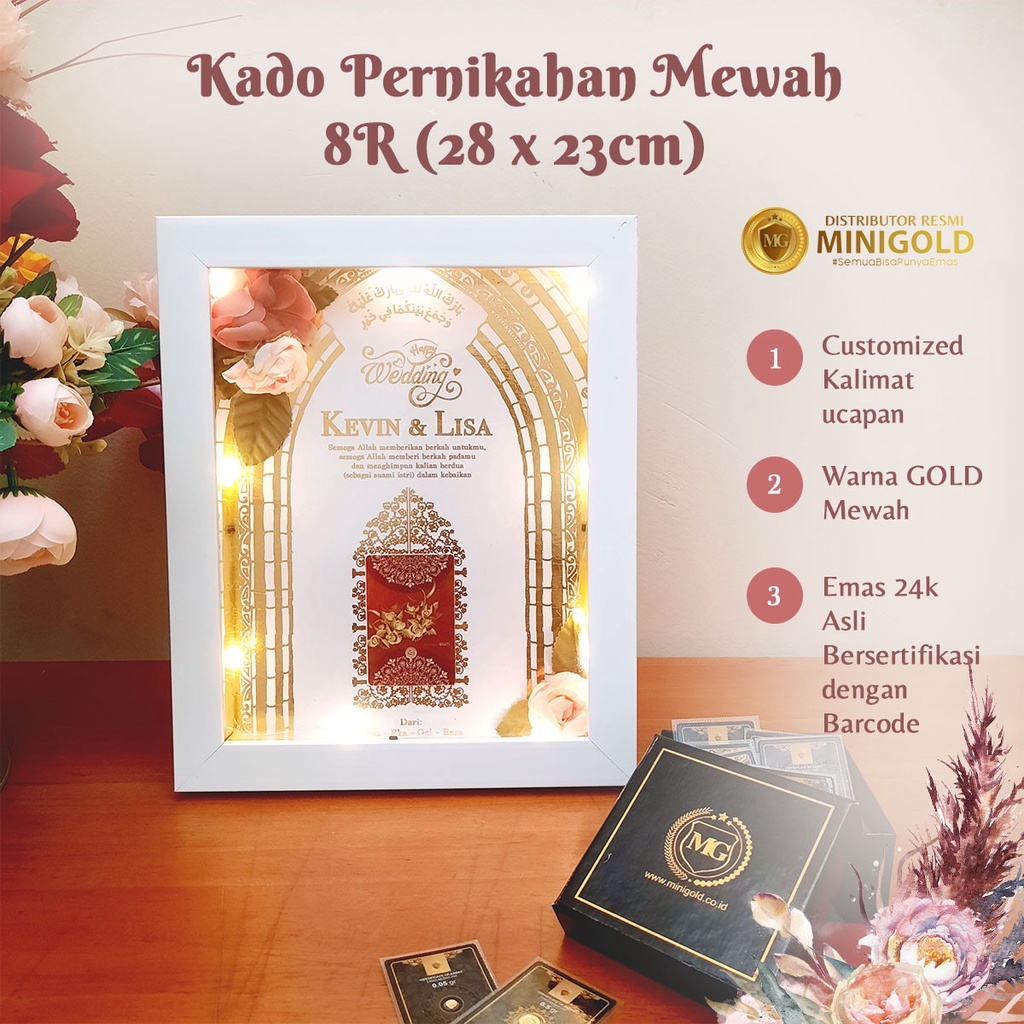 Jual Hadiah Pernikahan Kado Wedding Gift Minigold Custom Kalimat Ucapan ...