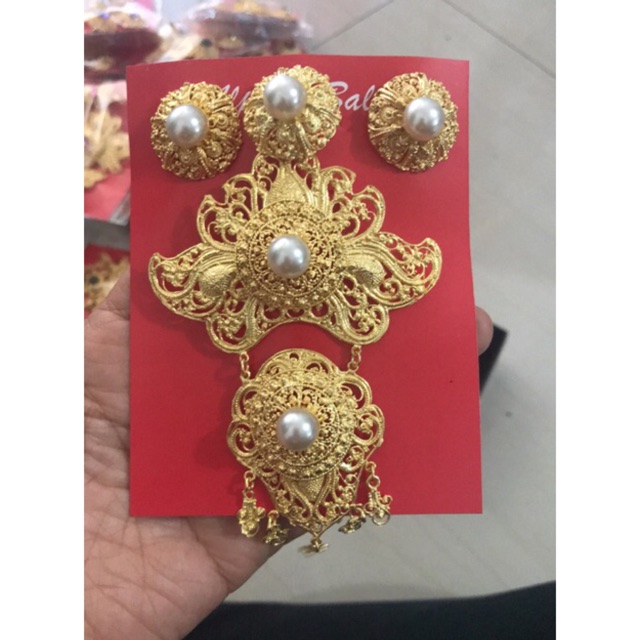 Jual Set Bros Luna Maya Kelopak Mata 1 Alpaka Bali (Giwang Tusuk Skrup ...