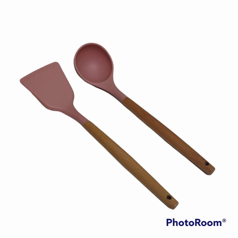 Jual Sendok Goreng & Sendok Soup Sodet Irus Silicone Gagang Kayu Food ...