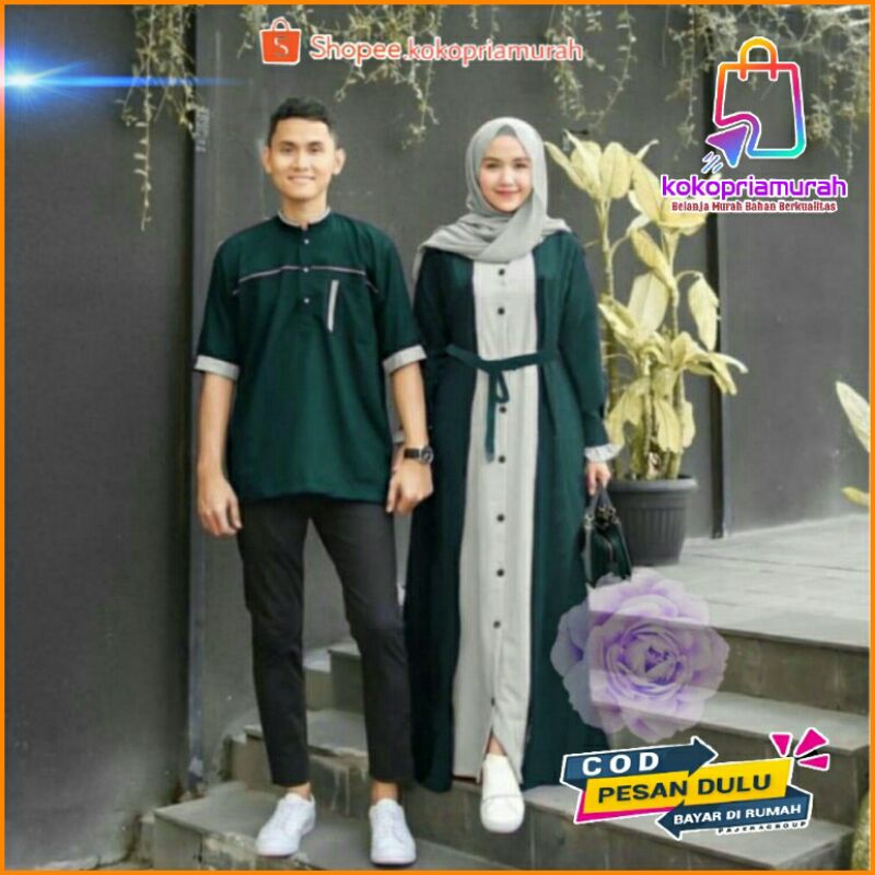 Jual Hijau botol - couple kemeja dan maxi - Baju Couple - Couple Shina ...