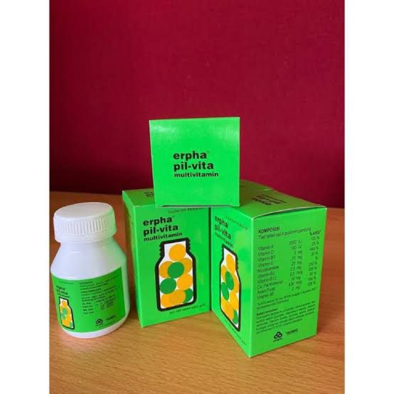 Jual ERPHA PIL-VITA Suplemen Vitamin Multivitamin Lengkap - Botol 100 ...
