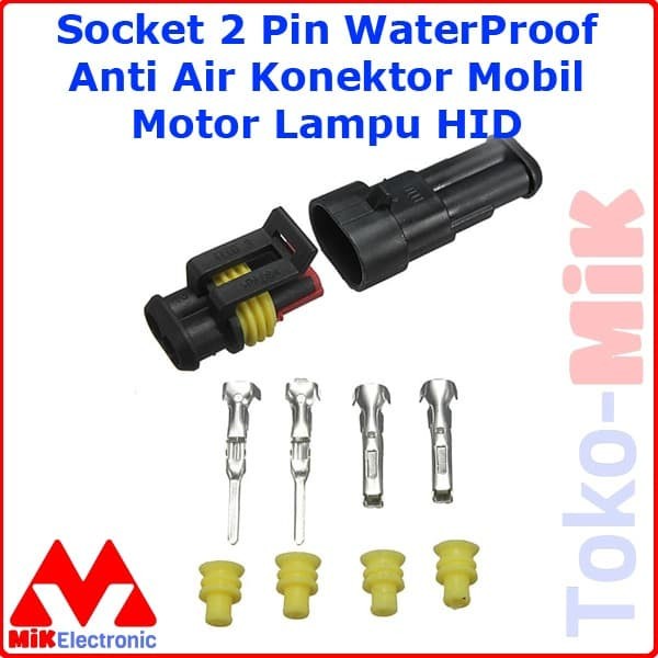 Jual SOCKET 2 PIN WATERPROOF ANTI AIR SOKET KONEKTOR MOBIL MOTOR LAMPU ...