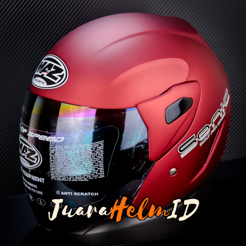 Jual MAZ Helm SONIC / RED MAROON DOFF / SINGLE VISOR | Shopee Indonesia