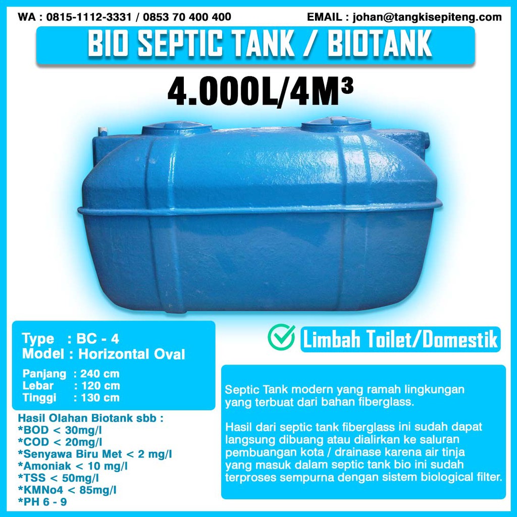 Jual Biotank 4m3/day 4000 liter 4 m3 - Septic Tank Bio - Bio Septic ...