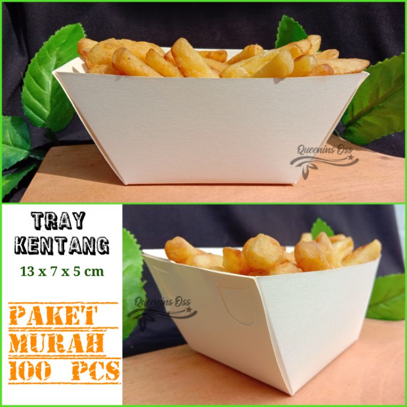 Jual (100 PCS ) PROMO ️Tray Kentang S 13x7x5cm / Tray Snack / Tray ...