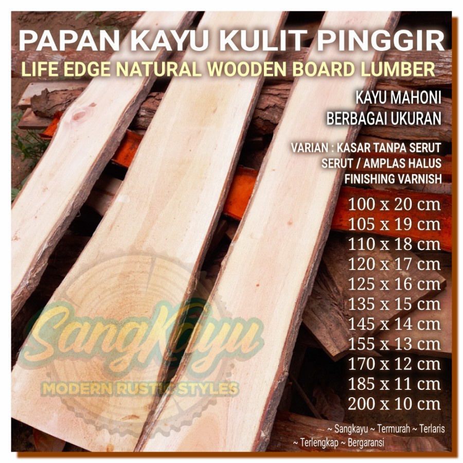 Jual SangKayu Papan Kayu Mahoni Life Edge Wooden Board Lumber Ambalan ...