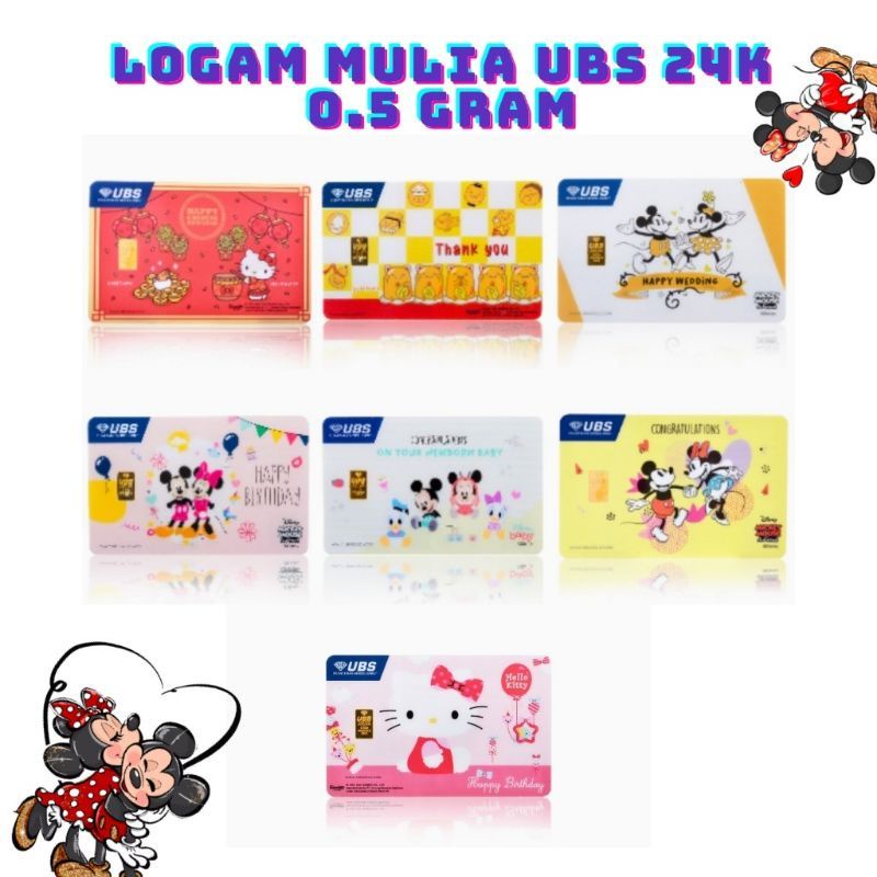Jual UBS Logam Mulia Disney Mickey & Minnie Mouse, Gudetama, Hello ...