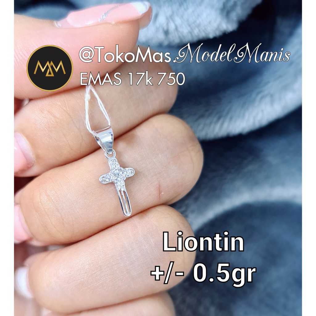 Jual liontin salib variasi emas putih 750 kadar 17k | Shopee Indonesia
