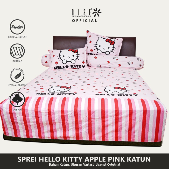 Jual Sprei Hello Kitty Apple Ori Sanrio Queen, King, Extra King ...