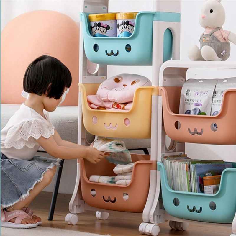 Jual Rak tempat mainan anak 2 tingkat dengan roda | Shopee Indonesia