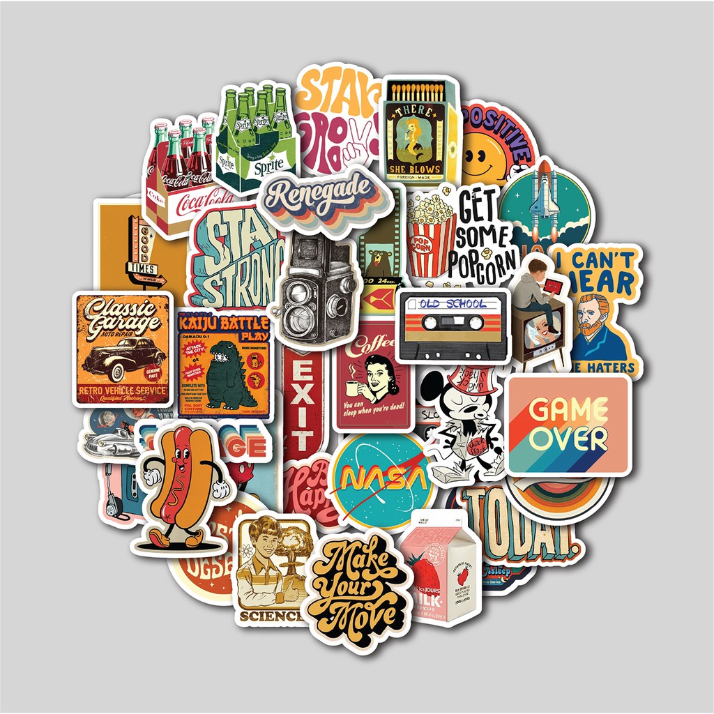 Jual STICKER PACK RETRO VINTAGE | STICKER TUMBLER | STIKER LAPTOP KOPER ...