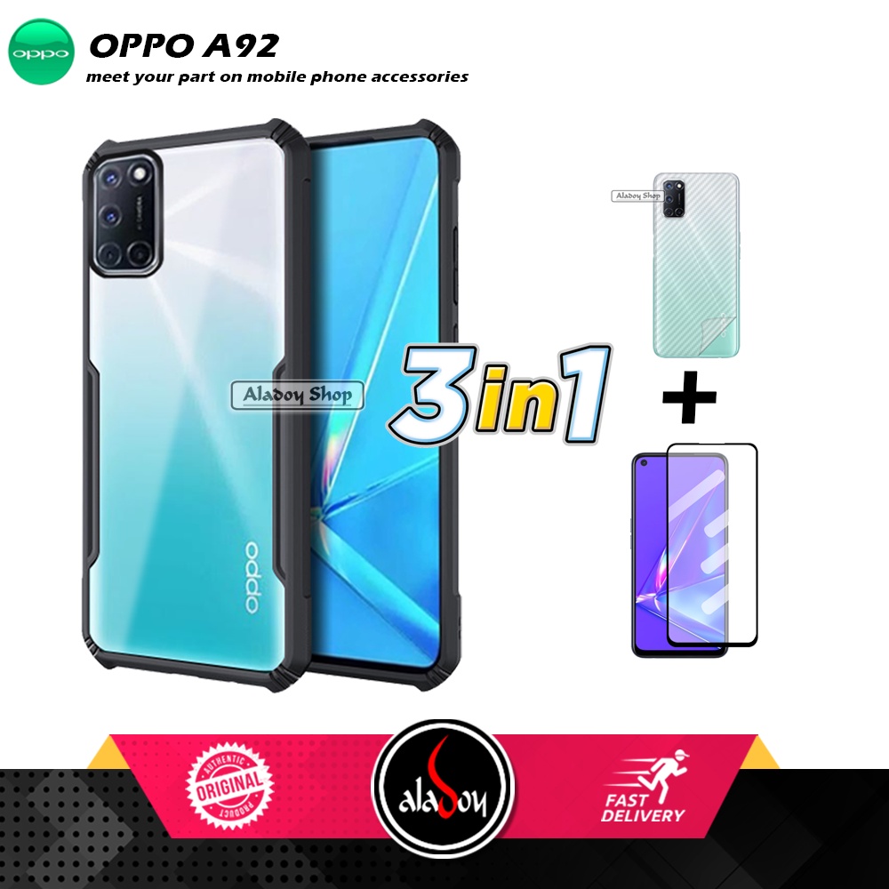Jual Case Oppo A92 Armor Fushion Transparent Casing + Tempered Glass ...