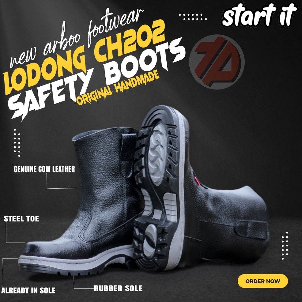 Jual PROMO Sepatu Cheetah Safety Pria CH Lodong Arboo Ujung Besi Kuat ...