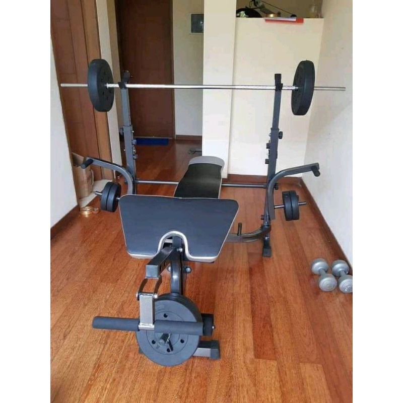 Jual BENCH PRESS MULTIFUNGSI+ STIK + BEBAN 40 KG | Shopee Indonesia