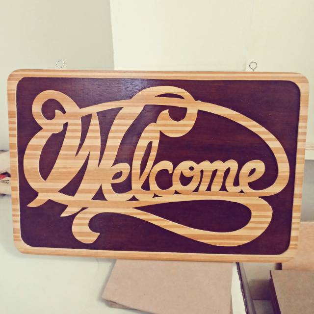 Jual Papan sign tulisan welcome selamat datang kayu | Shopee Indonesia